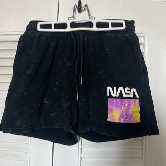 hyperspace | Shorts | Nasa Black Cotton Athletic Shorts In Faux Denim ...